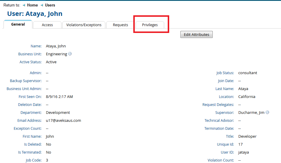 Rsa Via Lifecycle And Governance Administrators Do Not See Privileges Tab