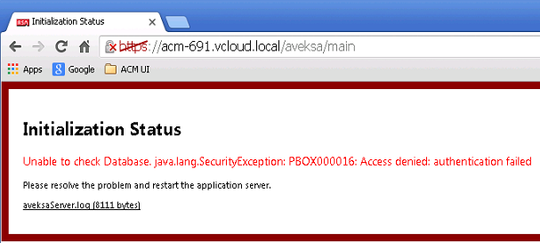 Unable To Check Database Javalangsecurityexception Pbox000016 Access Denied Authentication