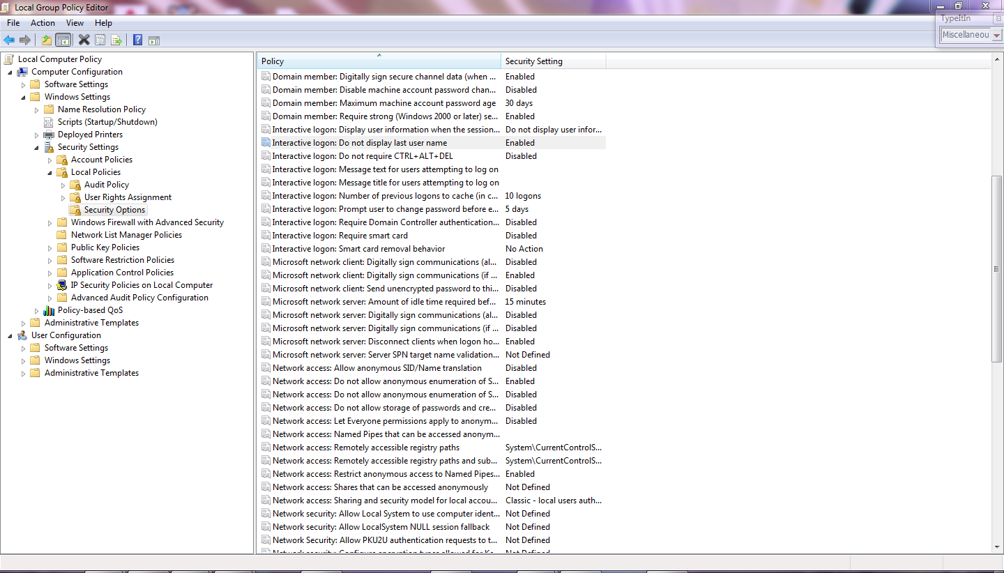 Disable The Display Of User Information Thumbnail When The Screen Is