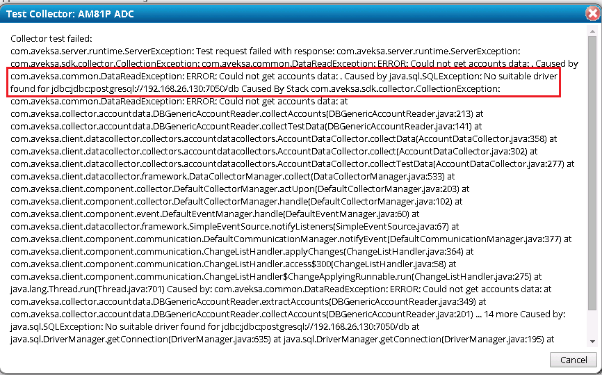 No Suitable Driver Found When Testing A Postgresql Database Collector In Rsa Identity Governance