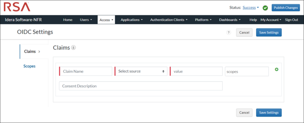 Idera ER/Studio Team Server - My Page SSO Configuration Using OIDC - RSA Ready Implementation ...