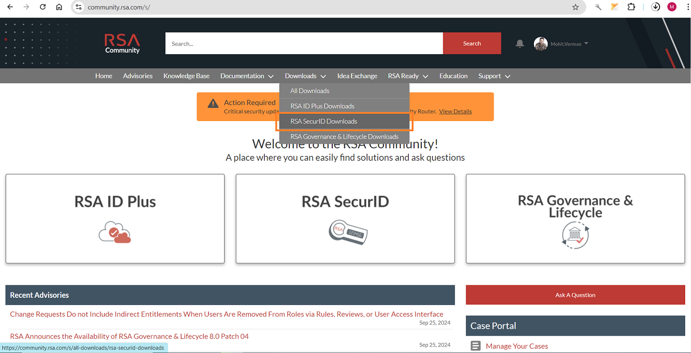 How to download RSA Authentication Manager 8.x full kits and service packs from RSA Community ...