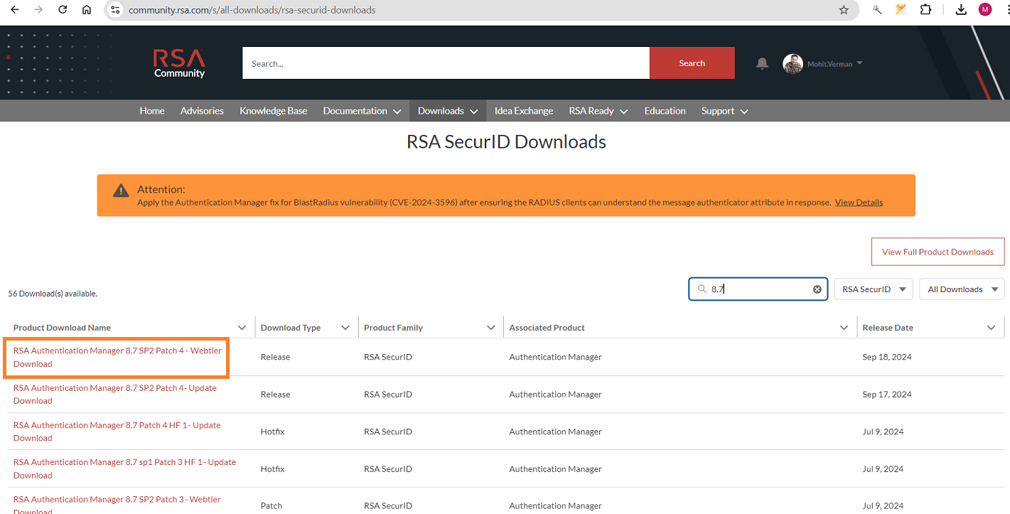 How To Download Rsa Authentication Manager 8x Full Kits And Service Packs From Rsa Community 