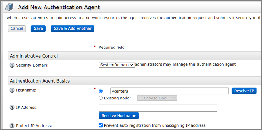 Vmware Vspherevcenter 802 Authentication Agent Configuration Rsa