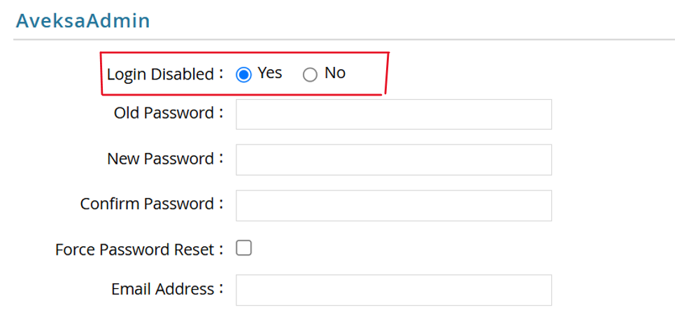 How to enable AveksaAdmin account if it has been disabled from the UI by another user with admin ...