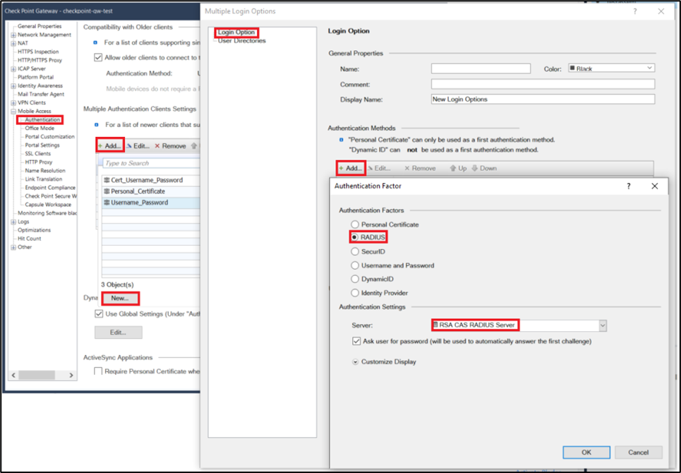 Check Point Gateway Mobile Access Portal Radius Configuration For Authentication Manager Rsa
