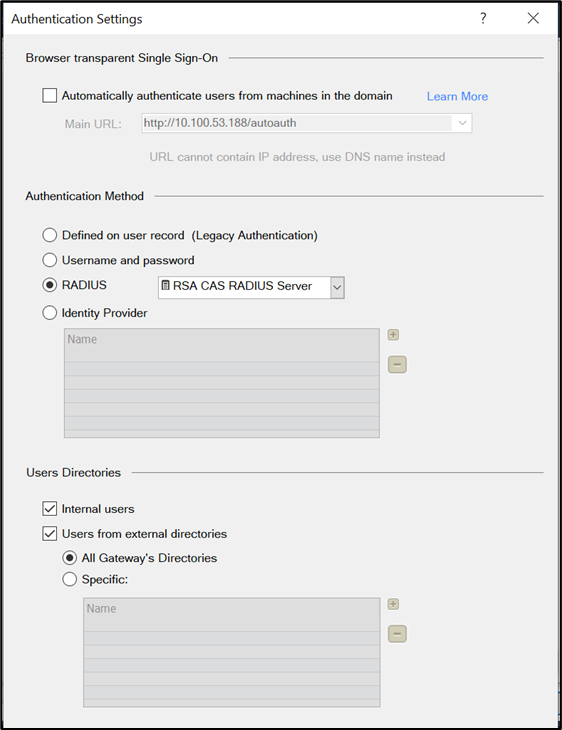 Check Point Gateway Identity Awareness - RADIUS Configuration for Cloud Authentication Service ...