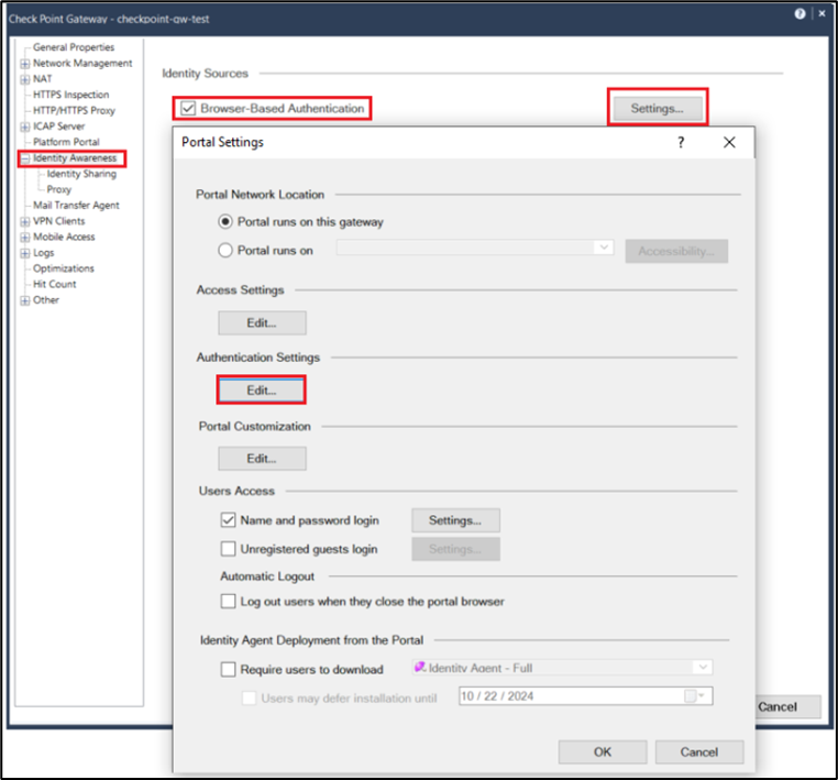 Check Point Gateway Identity Awareness - SAML My Page SSO Configuration for Cloud Authentication ...