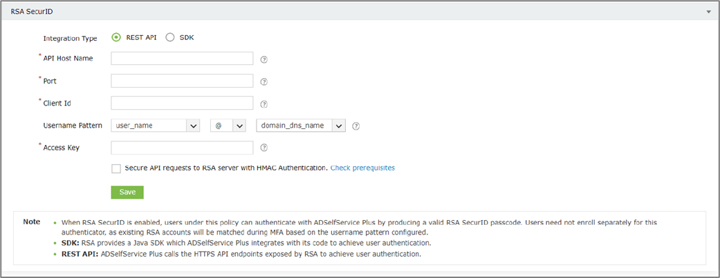 Manageengine Adselfservice Plus Rsa Mfa Api Rest Rsa Ready