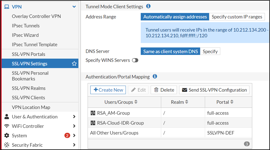 Fortigate Firewall Radius Configuration Using Ssl Vpn Rsa Ready