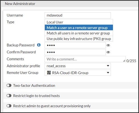 FortiGate Firewall - RADIUS Configuration Using Admin Access UI - RSA Ready Implementation Guide ...