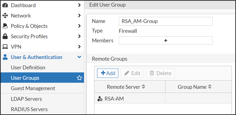 Fortigate Firewall Radius Configuration Using Admin Access Ui Rsa