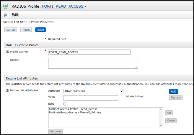 FortiGate Firewall - RADIUS Configuration Using Admin Access UI - RSA Ready Implementation Guide ...