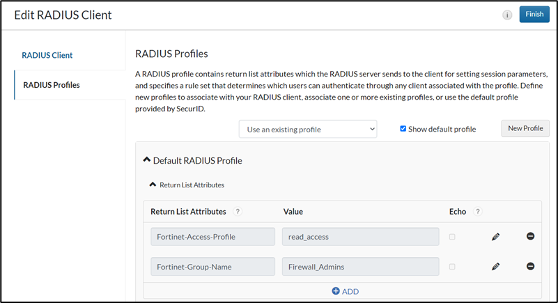 Fortigate Firewall Radius Configuration Using Admin Access Ui Rsa