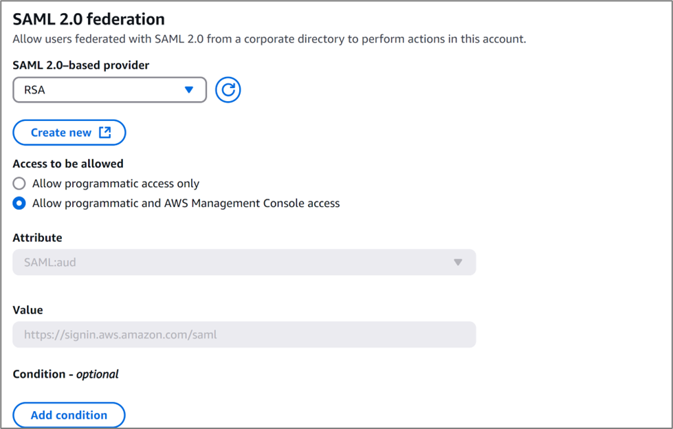 Amazon Web Services Saml My Page Sso Configuration Rsa Ready