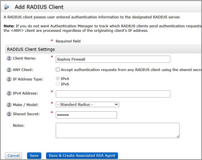 Sophos Firewall - RADIUS Configuration - Authentication Manager - RSA Ready Implementation Guide ...