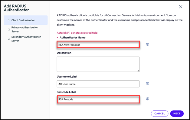Omnissa Horizon 8 Connection Server - RADIUS with Authentication Manager - RSA Ready Access ...